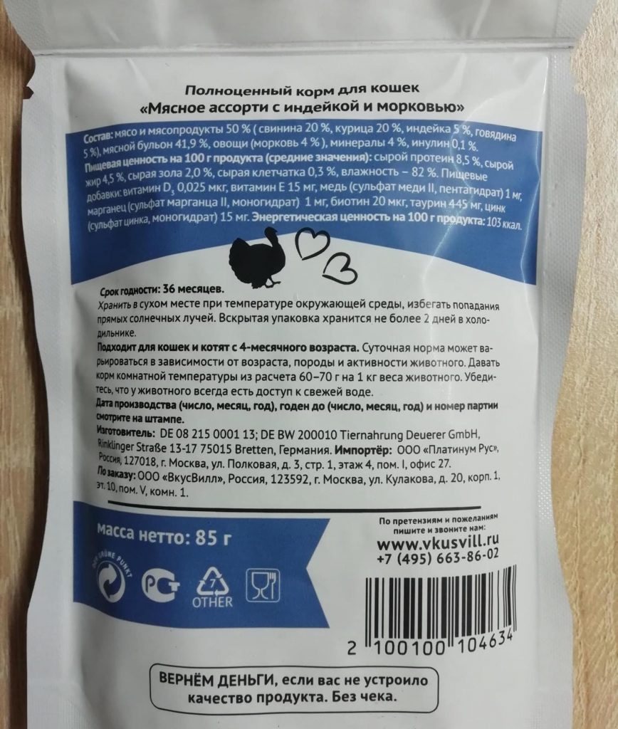 Корм для кошек ВкусВилл: отзывы, разбор состава, цена - ПетОбзор